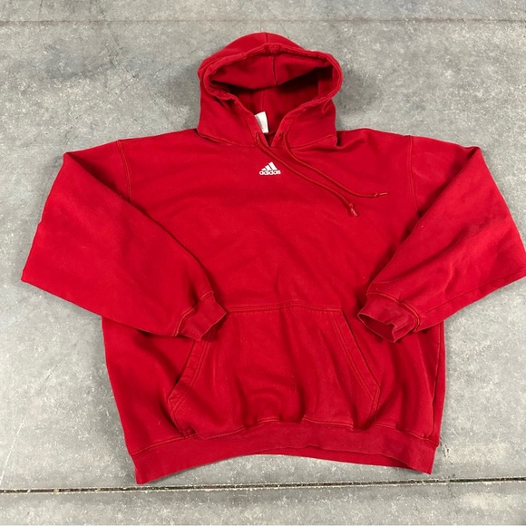 adidas | Shirts | Y2k Adidas Red Center Logo Cottom Hoodie Sweatshirt ...